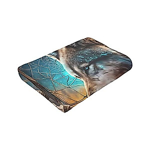 Ruoruo Wolf and Dream Catcher Fleece Blanket Throw Lightweight Blanket Super Soft Cozy Bed Warm Blanket for Living Room/Bedroom All Season,Gift,40"x30"