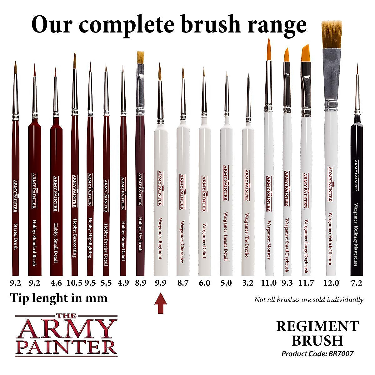 The Army Painter Wargamer: 3pcs Regiment - Rotmarder Sable Miniature Paint Brush Set Rotmarder - Fine Detail Paint Brush, Basecoat Brush for Wargames, Paint Brushes for Miniature Painting & Paint Sets