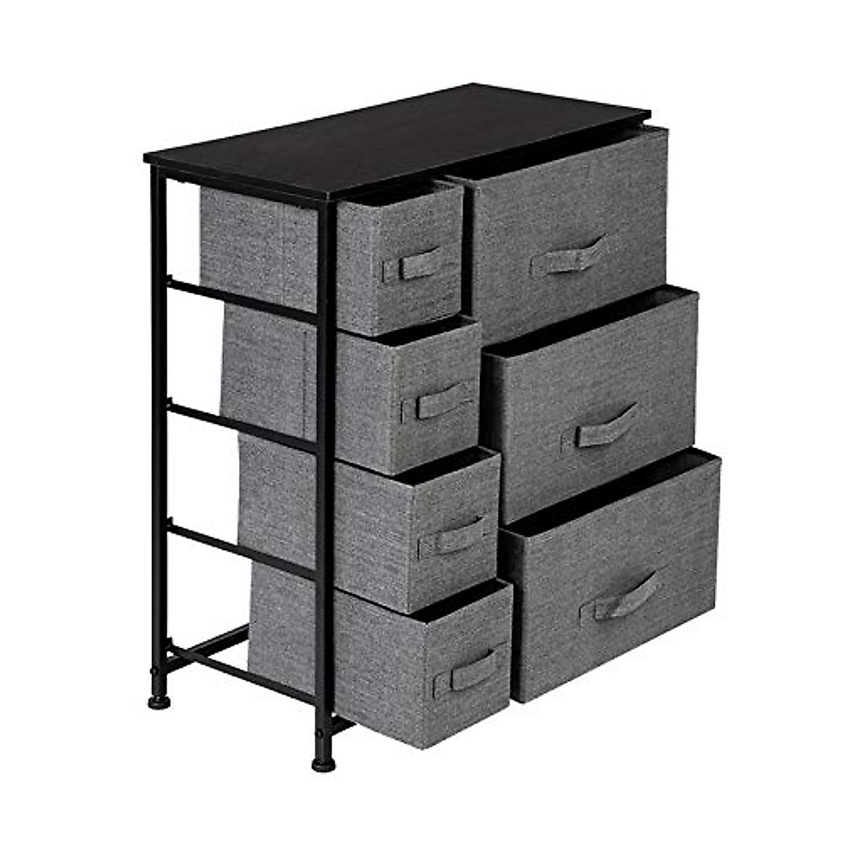 Kcelarec Drawer Dresser Storage Organizer 7-Drawer Closet Shelves, Sturdy Steel Frame Wood Top with Easy Pull Fabric Bins for Clothing, Blankets (Grey)