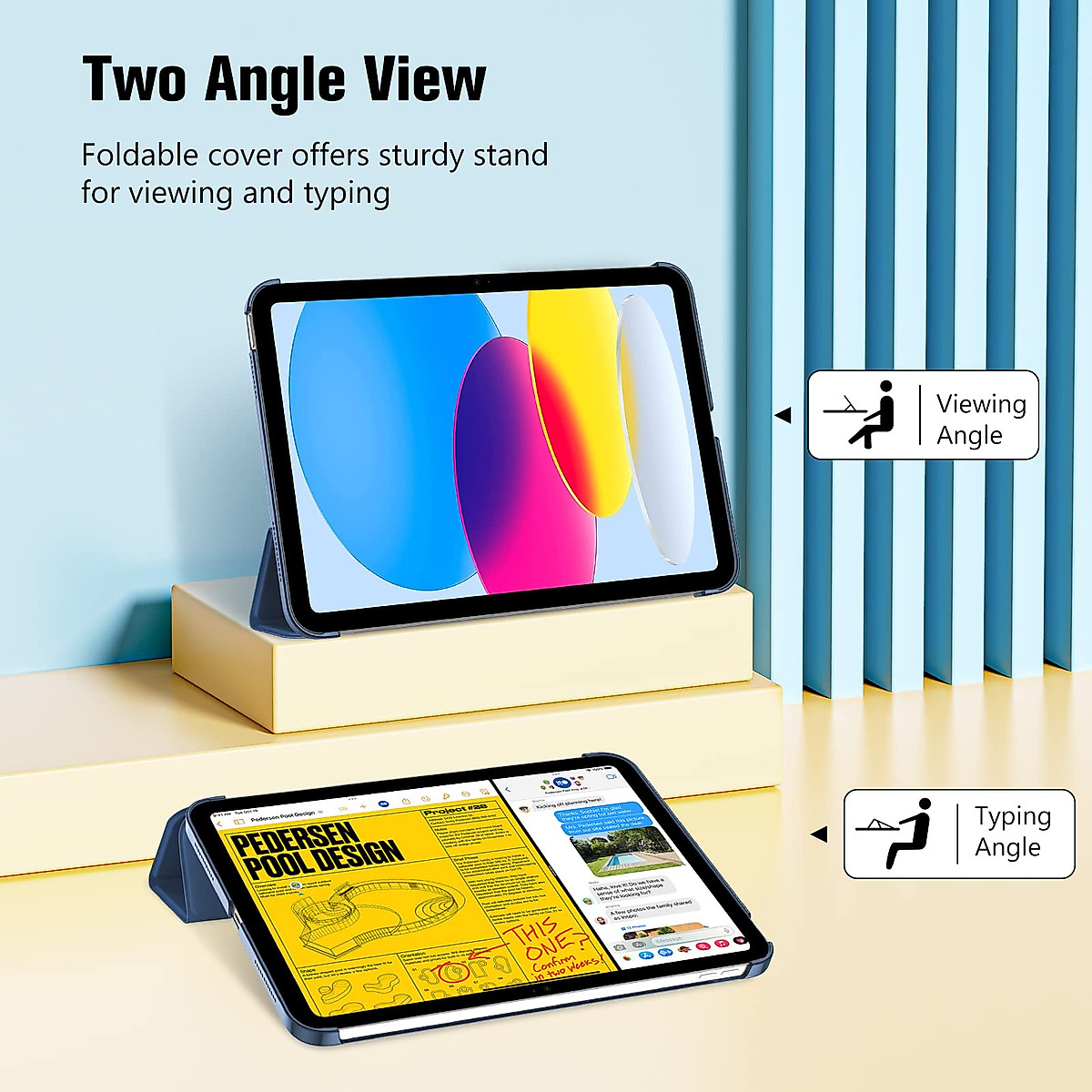 ProCase for iPad 10th Generation Case 10.9 Inch 2022, Slim Stand Protective 10th Gen iPad Case with Translucent Hard Back, Smart Cover iPad 10 Case, Support Touch ID, Auto Wake/Sleep -Navy