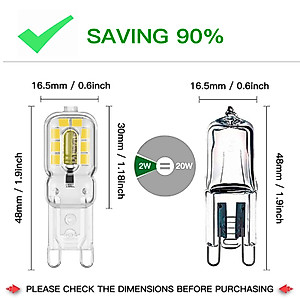 Sriomny, G9 Led Bulb 2W, 20W Halogen Equivalent, G9 Bi pin Base, 4000K, Natural White, Non-dimmable, 360° Beam Angle Bulb AC 120V G9 LED Bulb Transparent housing, 10 Pack