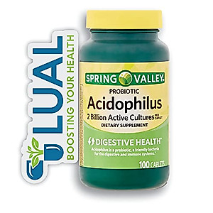 Boost Your Gut Health with Spring Valley Probiotic Acidophilus Supplement - 100 Capsules for a Healthy Digestive System. Includes Luall Fridge Magnetic