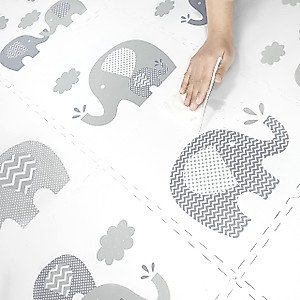 Tadpoles Elephant Print Play Mat Set, Grey, 16 Piece,