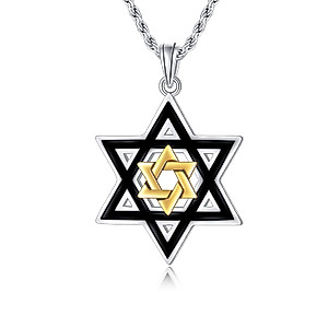 PDTJMTG Star of David Necklace Sterling Silver Necklace, 20”+2”