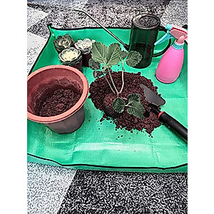 SisBroo Waterproof Plant Repotting Mat Indoor Gardening Mat, Foldable Indoor Plants Succulent Potting Mat Indoor Plant Mat Portable Garden Mat-26.8" x 26.8"(Green)