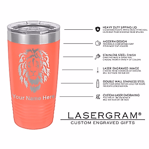 LaserGram 20oz Vacuum Insulated Tumbler Mug, Motorcycle, Personalized Engraving Included (Coral)