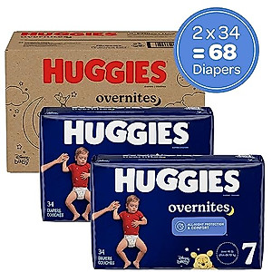 Huggies Overnites Nighttime Baby Diapers, Size 7 (41+ lbs), 68 Ct