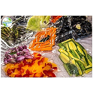 EverFresh 4 x 11" x 25' (Total 100 feet) Vacuum Sealer Rolls-Vacuum Sealer Bags-Vacuum Sealer Machine-Food Sealer Bag-Rolls Compatible with FoodSaver Machines-Sous Vide Bags-Freezer Bags-4 Pack-BPA Free Food Bags-15% thicker embossing than leading supplie