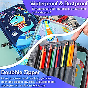 YOYTOO Dinosaur Pencil Case for Boys, 3D Cute EVA Dinosaur Pen Pouch Stationery Box Anti-Shock Large Capacity Multi-Compartment for School Students Teens Kids Girls Boys