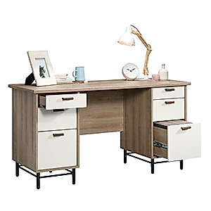 Sauder Anda Norr Executive Desk, L: 56.3" x W: 22.13" x H: 29.53", Sky Oak Finish