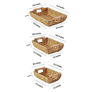 Berdeng Wicker Storage Basket, Large Baskets for Gifts Empty, Small Baskets for Organizing, Woven Storage Baskets for Shelves, Toy Basket, Set of 3(Sea Grass)