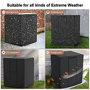 Mrrihand Central Air Conditioner Cover for Outside Units Waterproof Heavy Duty AC Unit for Outdoor Large AC Cover for Winter (24"X24"X30")-Balck