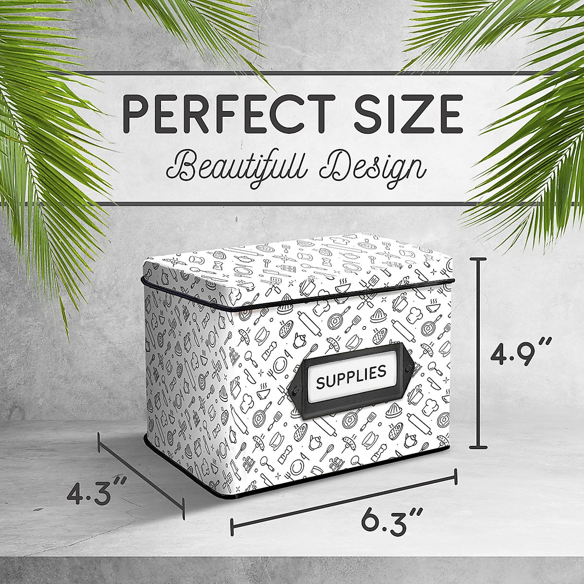 Kitchen Storage Accessories recipe box | recipe box with cards | decorative tin box | recipe box includes 24 cards and 12 dividers | gift box | recipe card box