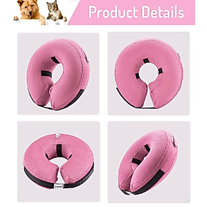 Protective Inflatable Collar for Dogs, Soft Inflatable Dog Neck Donut Collar Alternative After Surgery, Blow Up Dog Collar E Collar Substitute (Medium, Pink)