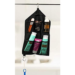 Home-X Hanging Mesh Pockets Organizer-Over the Door Hook-Shampoo Shower Organizer-Closet Caddy-6 Pockets House Organization and Storage-Black