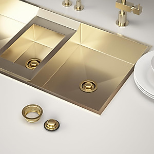 Kitchen Sink Garbage Disposal Flange and Sink Stopper,fit Stainless Steel 3-1/2 inch Standard Sink Drain Opening Kitchen Sink Replacement Accessories (Gold Bright)