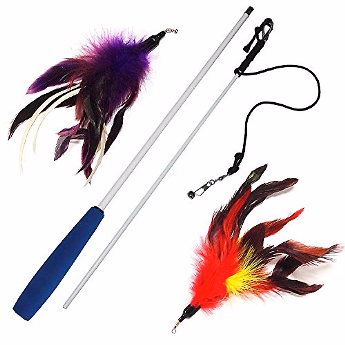 Pet Fit For Life Cat Wand Toy - Irresistible Cat Flirt Pole - Ultimate Feather Teaser for Indoor Cats - Safe & Durable for Interactive Play