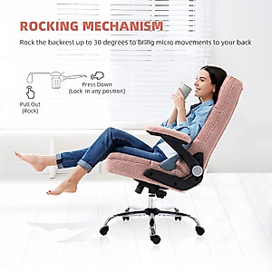Seatingplus High Back Executive Office Chair Ergonomic 360 Swivel Comfortable Chair with flip-up armrests, Gray Soft Fabric Desk Chair for Adults and Teens