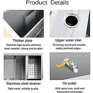 Stainless Steel Grease Trap, Top Inlet Commercial Grease Interceptor, Under Sink Grease Trap Waste Water Oil-water Separator with Removable Filter Basket, for Kitchen, Restaurant, Canteen, Factory