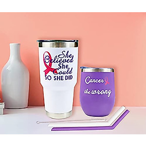 Breast Cancer Gifts for Women,Encouragement Gifts for Women,Christmas Gifts,She Believed She Could So She Did,Breast Cancer Tumbler,Breast Cancer Awareness Gifts for Women,Breast Cancer Survivor Gifts