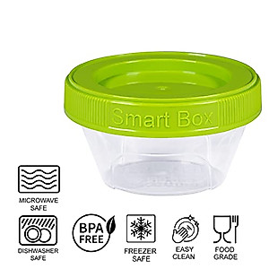 ARNO Food Containers Screw And Seal Lid Twist Tap Storage Organizer Twist Cap 2.0 OZ Set of 6 BPA Free