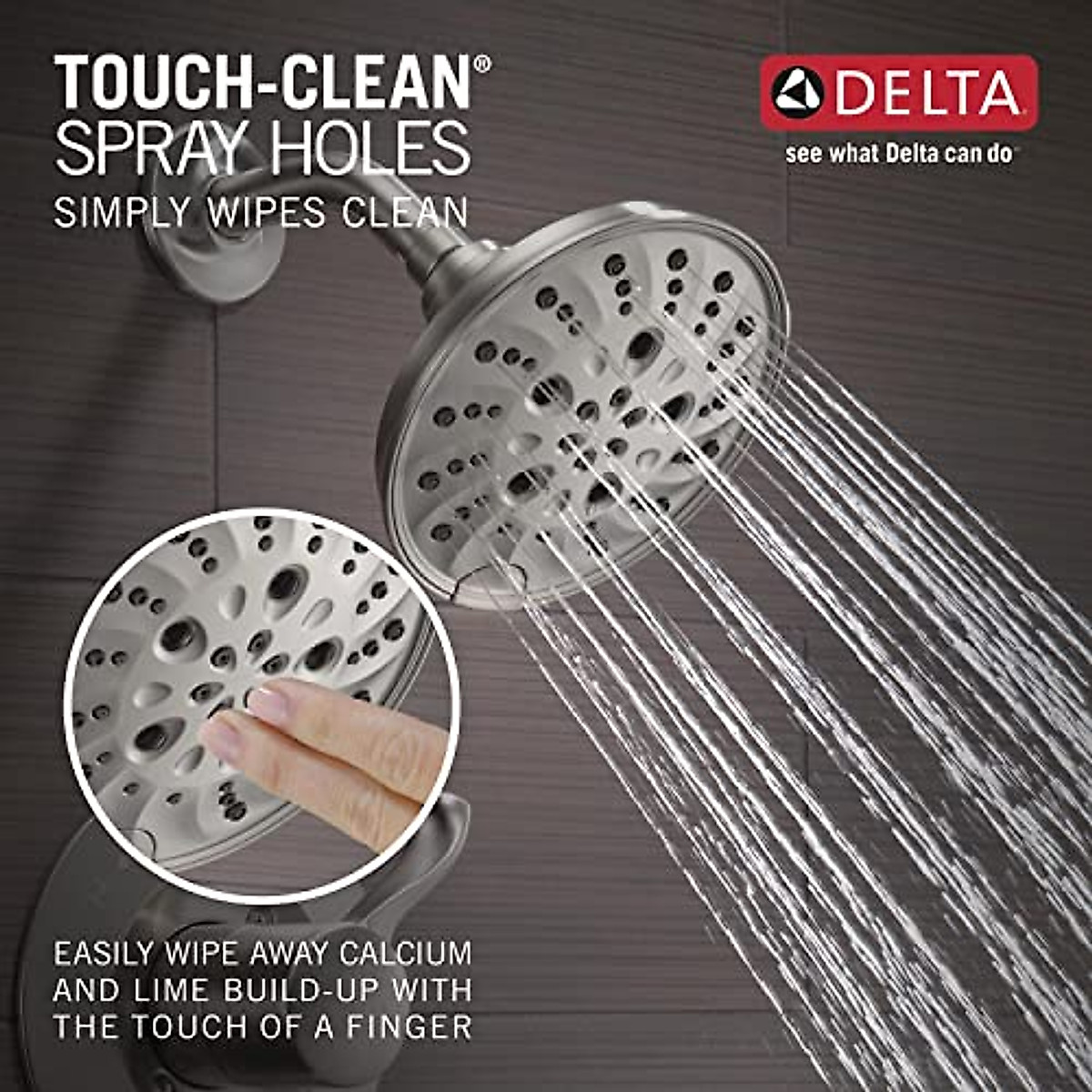Delta Faucet Esato 14 Series Single-Handle Tub and Shower Trim Kit, Shower Faucet with 5-Spray H2Okinetic Shower Head, SpotShield Brushed Nickel 144897-SP (Valve Included)