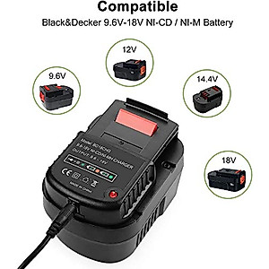 Powilling 2Pack 6.5Ah Lithium Battery Replacement for Black and Decker 18V Battery Firestorm 18v Battery HPB18 HPB18-OPE 244760-00 A1718 FS18FL FSB18 Firestorm 18V Battery(Charger Included)