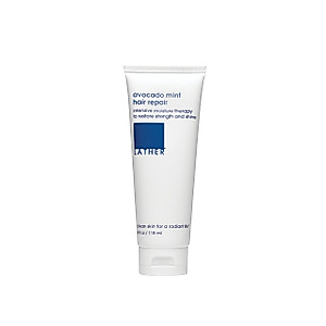 LATHER Avocado Mint Hair Mask Repair Treatment - Deep Conditioning Hair Mask to Smooth, Restore Strength & Shine on Dry or Damaged Hair - Leave In Conditioning Mask - Sulfate Free - 4 Fl Oz Tube