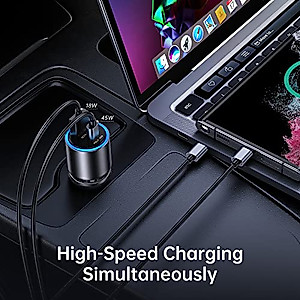 Syncwire USB C Car Charger Adapter 63W [PD 45W & QC 18W] All Metal PPS USB C Faster Car Charger Type C Car Charger for iPhone 14/13/12, iPad Pro, Samsung, Google, MacBook Pro/Air, ThinkPad and More