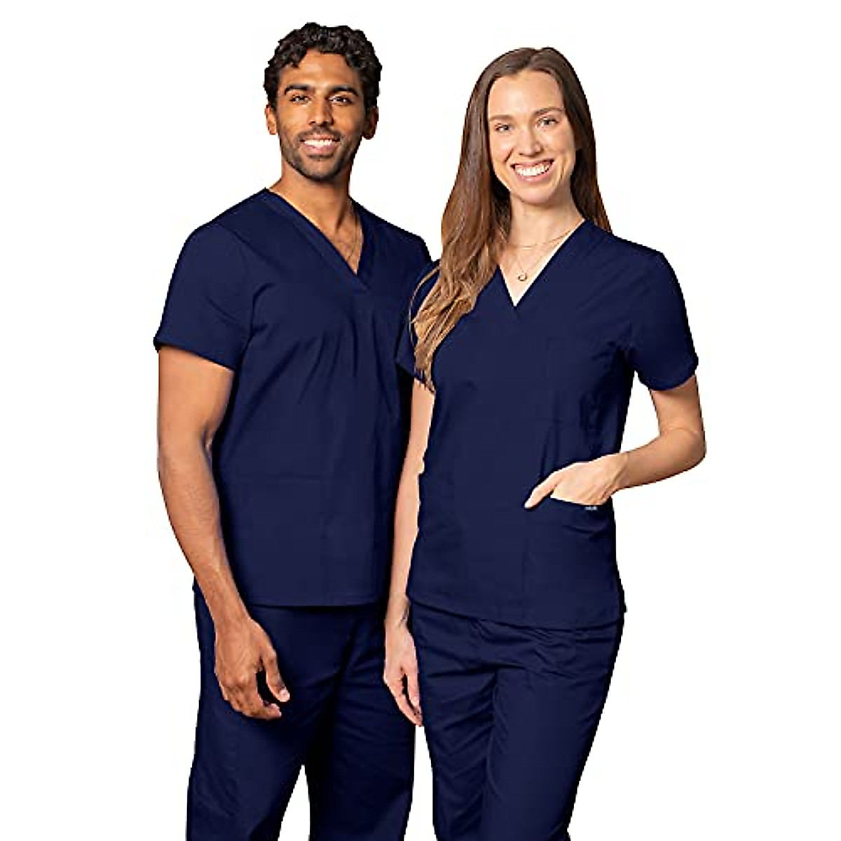 Adar Universal Unisex Scrubs - V-Neck Tunic Scrub Top - 601 - Navy - L