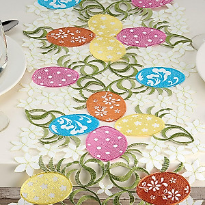 Current Easter Egg Table Runner - 13 x 72-Inch Easter Indoor & Outdoor Dining Decorations, Embroidered Home Decor, Holiday Centerpiece, Machine Washable Polyester