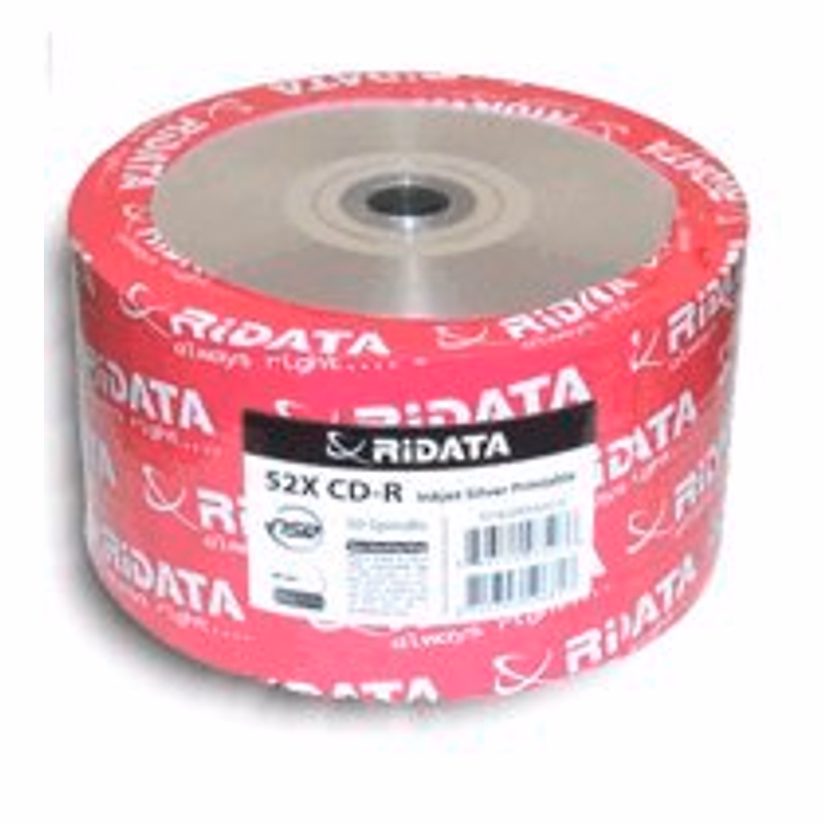 Ridata 52X 80-Min Silver Inkjet Hub/Silver CD-R's 50-Pack Shrinkwrap