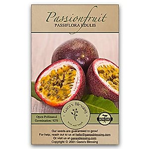 Gaea's Blessing Seeds - Passion Fruit Seeds - Heirloom Non-GMO Seeds with Easy to Follow Instructions - Passiflora edulis 90% Germination Rate