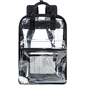 ZLYERT Clear Backpack, Heavy Duty Transparent Bookbag, Large See Through PVC Backpacks for Women and Men - Black
