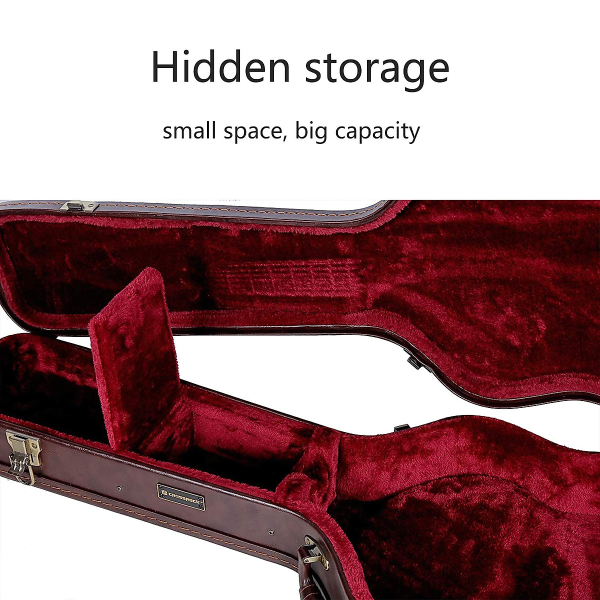 Crossrock Hardshell Arch Top Wood Case fits Les Paul Electric Guitars-Brown(CRW620LBR)