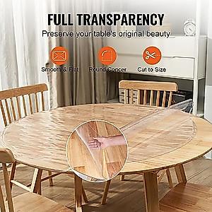 VEVOR Clear Table Cover Protector, 42 inch/1068 mm Round Table Cover, 1.5 mm Thick PVC Plastic Tablecloth, Waterproof Desktop Protector for Writing Desk, Coffee Table, Dining Room Table