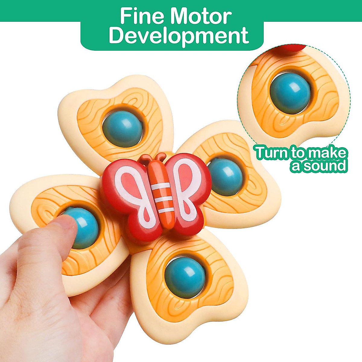 NAODONGLI Sensory Suction Cup Toys for 1 Year Old Boys Girls Baby Simple Dimple Fidget Spinner Toys 2-4,6-12,12-18 Months Toddlers Baby Bath Travel Toys for Easter Birthday