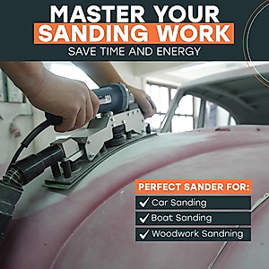 Electric flexible orbital sander Flexisander FS40070E 110 V, 15 3/4 x 2 3/4 in, sands curved surfaces, fastening system with dust extraction, vehicle body repairers, shipbuilders, composite, wood