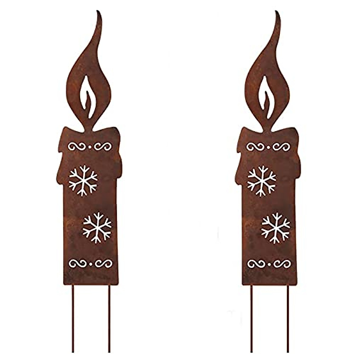 Garden Stake Rusted Metal Decor Christmas Stakes Candles,Christmas Tree, Snowman Shape Garden Stake Decor