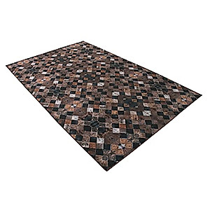 Faux Cowhide Contemporary Area Rug 6x9 Patchwork Heirloom Frescoes Polyester Rug with Cotton-Canvas Backing