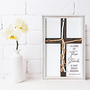 A Cord of Three Strands Wedding Signs for Ceremony and Reception, Wedding Bible Wooden Cross, Anniversary Religious Marriage Gifts for Couple, Parents, Christian, Strand of Three Cords Sign