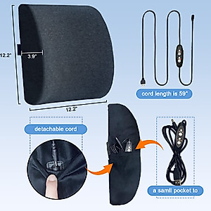 NEWMEIL Heated Lumbar Support Pillow for Chair, Heated Lumbar Pad for Back Pain Relief, Heating Pad for Car, Office Chair with Time Setting and Different Heating Level