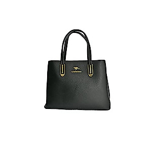 Vegan Leather Large Handbag - Durable Crossbody Shoulder Bag for Women - Top Handle Purse - Everyday Tote Shoulder Bag - BLACK