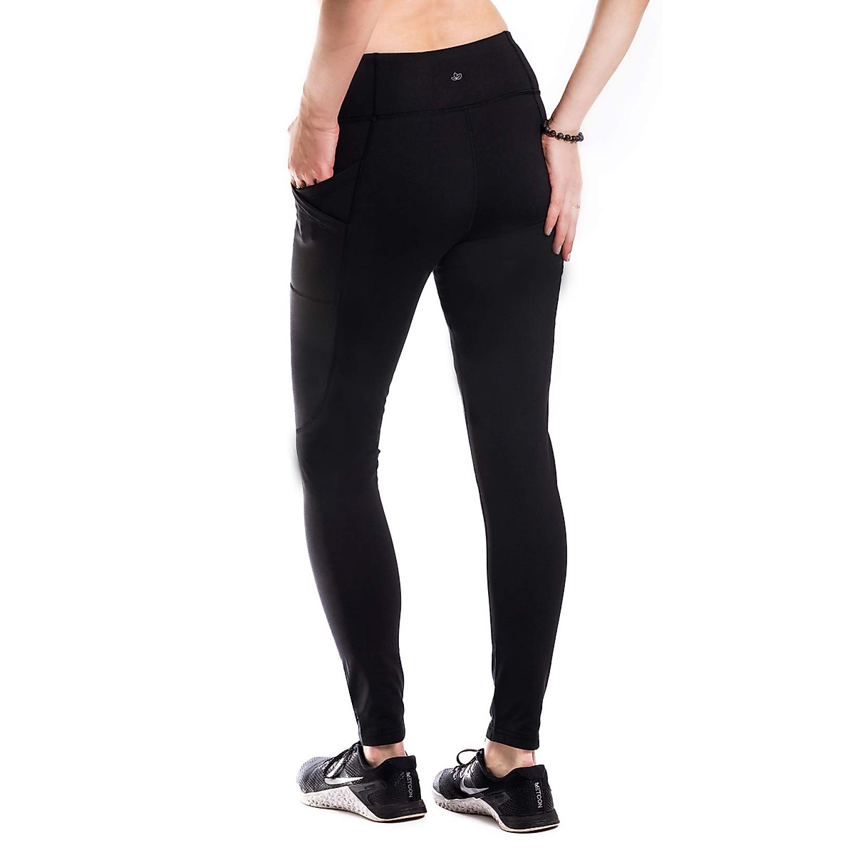 Yogipace,Side Pockets,Tall Women's Water Resistant Thick Thermal Fleece Lined Leggings Warm Winter Tights,31",Black,L