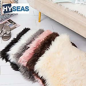 HYSEAS Faux Sheepskin Fur Area Rug Brown, 2x3 Feet, Fluffy Soft Fuzzy Plush Shaggy Carpet Throw Rug for Indoor Floor, Sofa, Chair, Bedroom, Living Room, Home Decoration