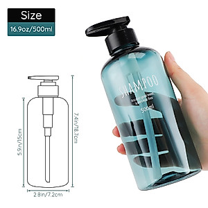 Segbeauty Shampoo Bottles with Pump, 16oz Empty Refillable Shower Bottle, 3 Pack 500ml Plastic Reusable Squeeze Lotion Dispenser for Shampoo and Conditioner Body Wash Liquid Soap Gel Bathroom Hotel