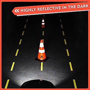 RoadHero (8 Pack) Traffic Safety Cones 28 Inch, PVC Cone with Black Weighted Base, Orange Cones with Reflective Collars for Parking Lot, Road Safety, Construction Events