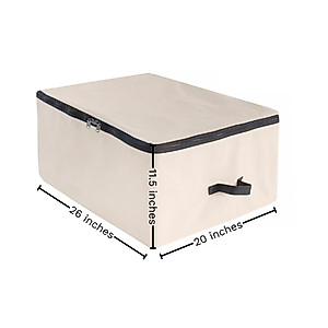 Canvas Storage Bags for Comforters and Blankets - X-Large Zippered Storage Bags for Blankets, Comforters, and Clothes - Easy Storage Under Bed, 100% Cotton, Breathable with Carrying Straps (2 Bags)