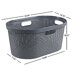 Quickquick Large Plastic Dirty Clothes Baskets with Cut-Out Handles, 42 L Plastic Laundry Hampers, 4 Packs