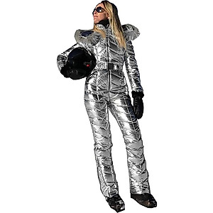 Aurgelmir Women Winter Ski Suit Fur Collar Coat Ski Jumpsuit Snowsuit